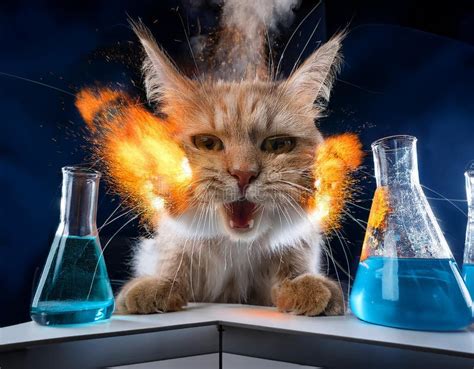 A Cat Exploding During A Scientific Experiment Stock Illustration Illustration Of Design