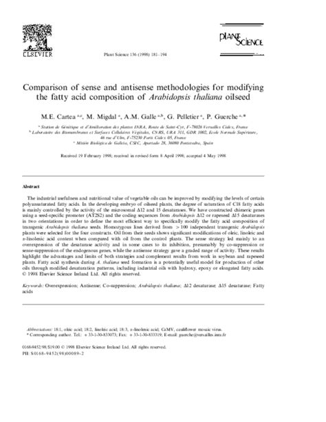 Pdf Comparison Of Sense And Antisense Methodologies For Modifying The