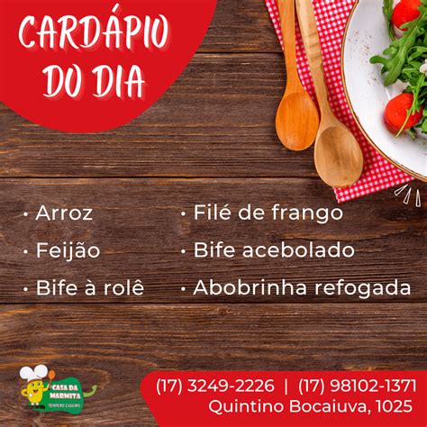 Cardápio Do Dia Behance