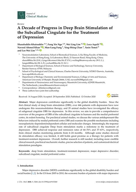 Pdf A Decade Of Progress In Deep Brain Stimulation Of The Subcallosal
