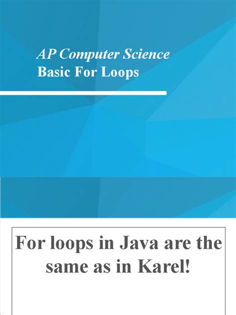 Ap Java Basic Java 09 A For Loops Pdf Computers