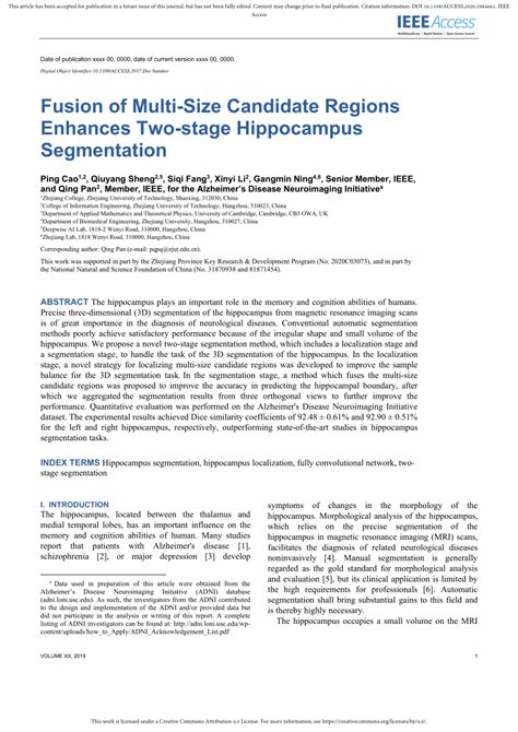 Pdf Fusion Of Multi Size Candidate Regions Enhances Two Stage Hippocampus Segmentation