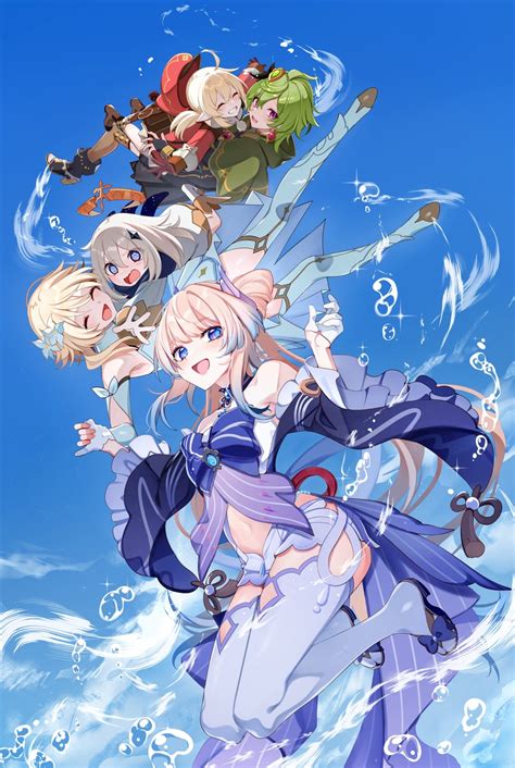 Lumine Paimon Klee Sangonomiya Kokomi And Collei Genshin Impact Drawn By Yodare 3yami8