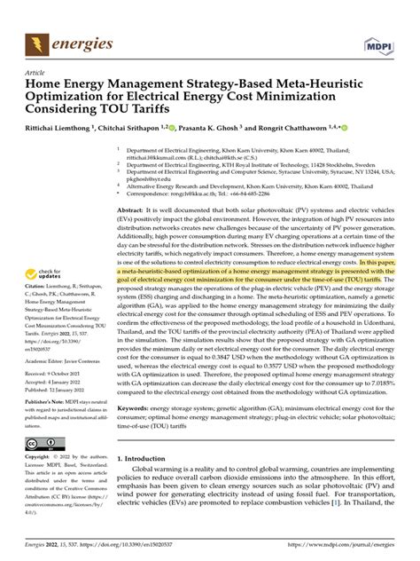 Home Energy Management Strategy Based Meta Heuristic Pdf