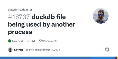 Duckdb File Being Used By Another Process · Dagster Io Dagster · Discussion 18737 · Github