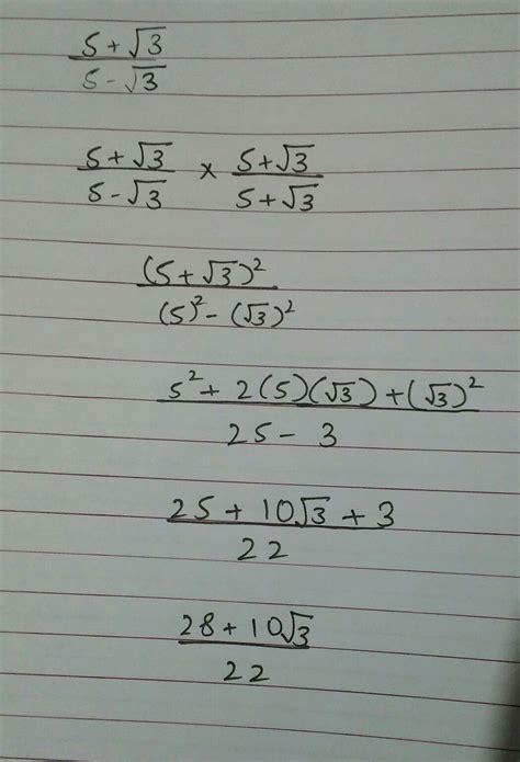 Rationalize The Denominator 5 Root 3 By 5 Minus Root 3 Brainly In