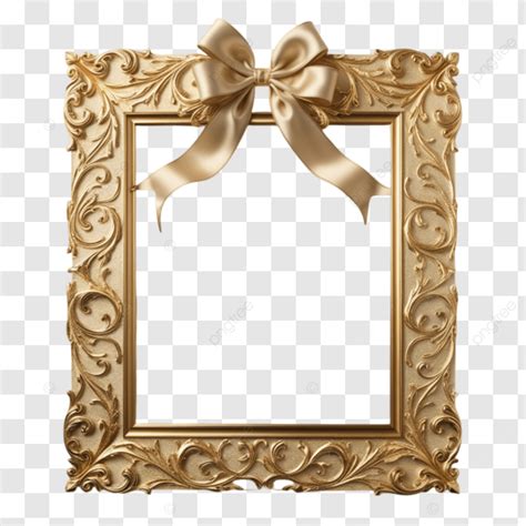고급스러운 리본 모티브로 강조된 복잡한 디테일이 있는 화려한 프레임이 특징인 3d 골드 테두리 디자인 금테두리 화려한 장식적인 Png 일러스트 및 이미지 에 대한 무료