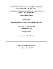 Lab Docx NEW YORK CITY COLLEGE OF TECHNOLOGY CITY UNIVERSITY OF NEW YORK ELECTRICAL AND