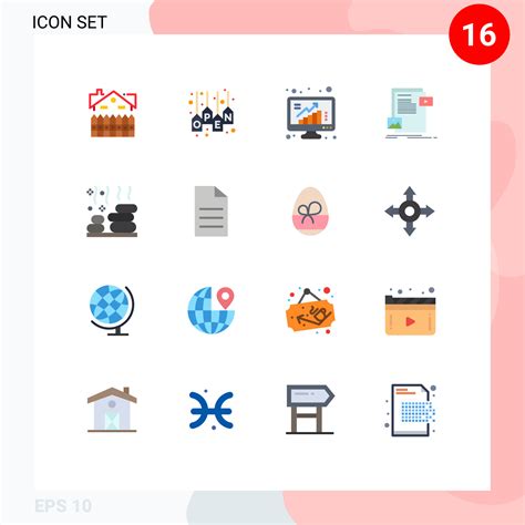 User Interface Pack Of 16 Basic Flat Colors Of File Data Tag Data Graph