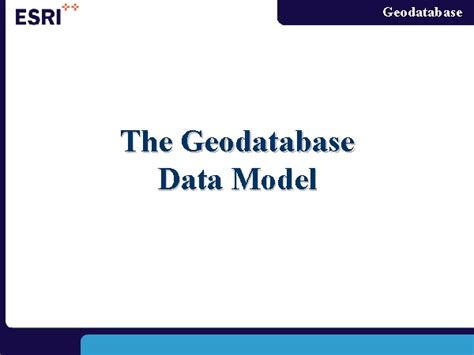 The Geodatabase