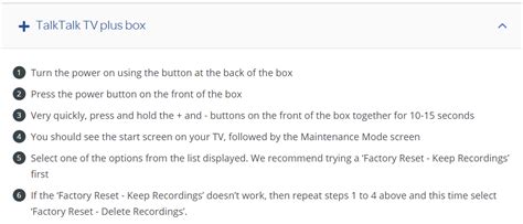 Solved Reset Talktalk Tv Box To Factory Settings Talktalk Help And Support