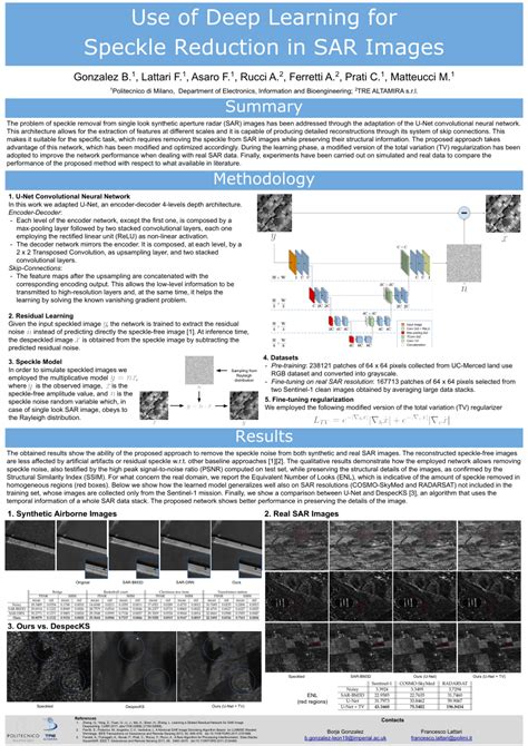 Pdf Use Of Deep Learning For Speckle Reduction In Sar Images