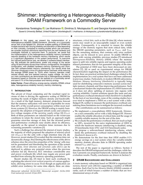 Pdf Shimmer Implementing A Heterogeneous Reliability Dram Framework On A Commodity Server