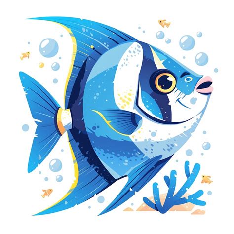 Cleaner Wrasse Cleaning A Larger Fish Premium Ai Generated Vector