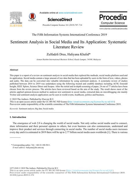 Pdf Sentiment Analysis In Social Media And Its Application Systematic Literature Review