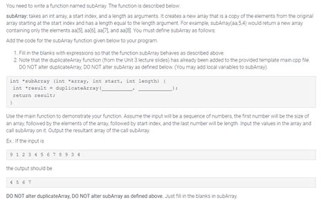 Solved You Need To Write A Function Named Subarray The