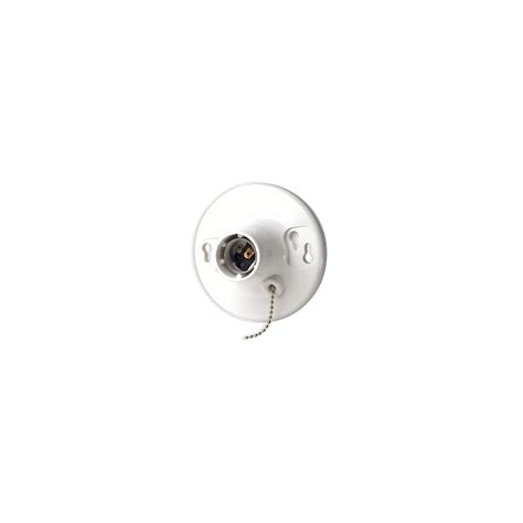 8827 Cw1 Medium Base One Piece White Urea Outlet Box Mount Pull Chain Lampholder In White