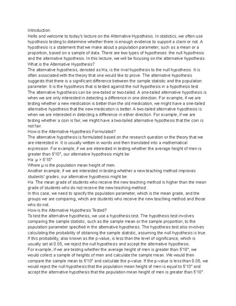 Basic Statistics Lecture Notes 1 Introduction Hello And Welcome To