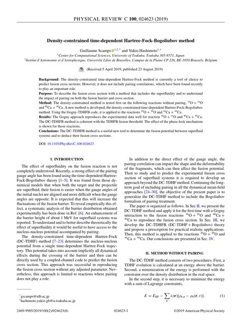 Pdf Density Constrained Time Dependent Hartree Fock Bogoliubov Method