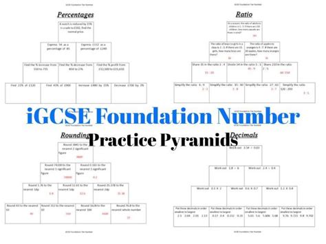 igcse foundation tier maths number practice pyramids worksheets teaching resources