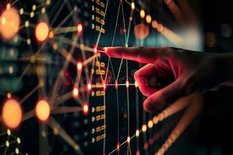 hand interacting with graphs and data stock image image of prediction