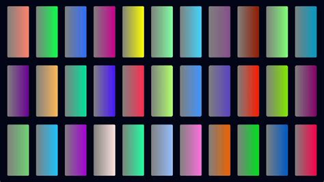 Colorful Gray Color Shade Linear Gradient Palette Swatches Web Kit Rounded Rectangles Template