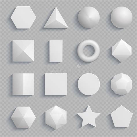 Abstract 3d Math Geometric Outline Shapes Vector Set Stock Vector