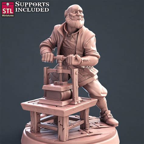 3d Printed Stl Miniatures Bookbinder Set 28mm 32mm War Gaming Dandd