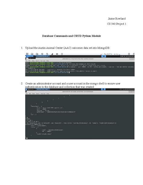 Cs 340 Project 1 Crud Operations With Mongodb In Python Studocu