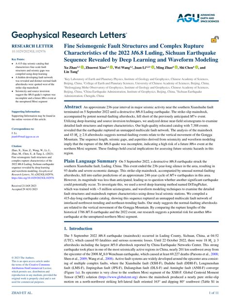 Pdf Fine Seismogenic Fault Structures And Complex Rupture Characteristics Of The 2022 M6 8