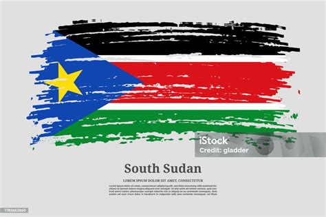 브러쉬 스트로크 효과와 정보 텍스트 포스터 벡터와 남수단 국기 0명에 대한 스톡 벡터 아트 및 기타 이미지 0명 국가 지리적 지역 그런지 이미지 기법 Istock