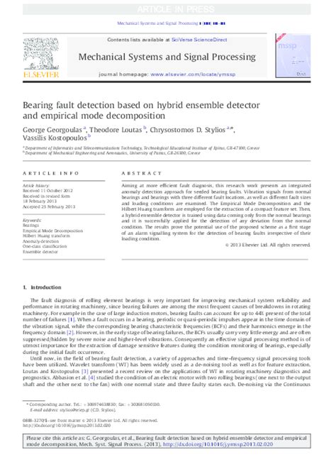 pdf bearing fault detection based on hybrid ensemble detector and