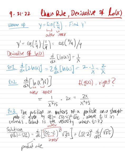 Rafael Ceja Ayala Lesson11 The Chain Rule Natural Log Function