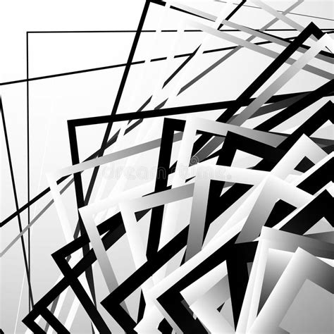 Random Chaotic Squares Abstract Geometric Element Monochrome Ge Stock Vector Illustration Of