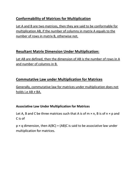 Matrices Multiplication Criteria Conformability Of Matrices For