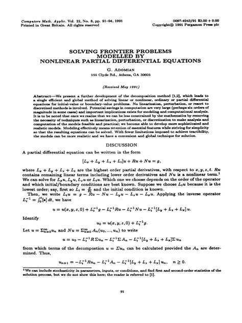 Adomian Solving Frontier Problems Modelled By Nonlinear Partial Pdf