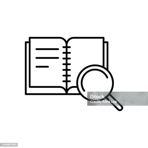 돋보기 아이콘 벡터 일러스트 레이 션과 함께 책 고립된 배경에 열린 책이 있는 루페 책 검색 기호 개념입니다 아이콘에 대한 스톡 벡터 아트 및 기타 이미지 Istock