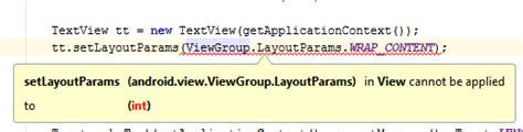 Android Setlayoutparams In View Cannot Be Applied To Int Stack Overflow