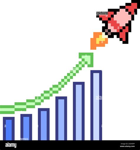 Vector Pixel Art Graph Rise Isolated Cartoon Stock Vector Image And Art Alamy