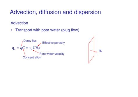 Pdf Advection Diffusion And Dispersion Advection • Transport With Pore Water Plug Flow