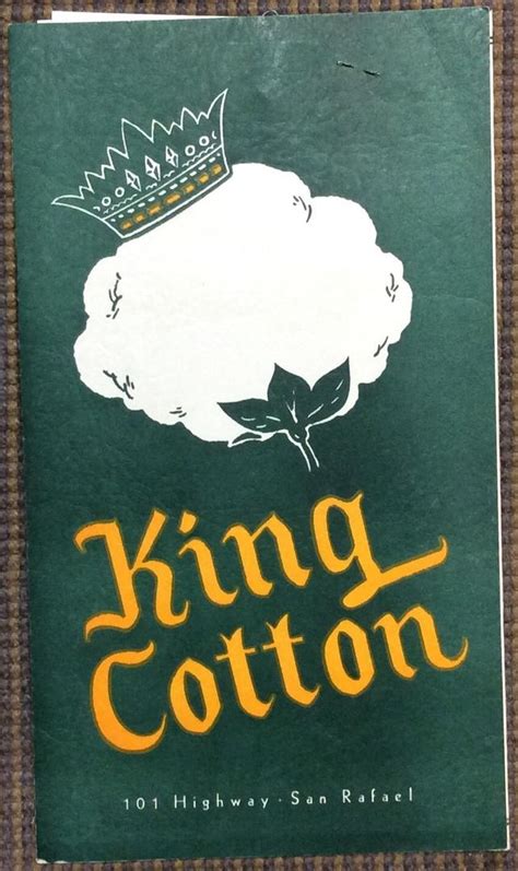 Vintage 1940s King Cotton Drive In San Rafael California Menu