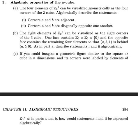 Solved Algebraic Properties Of The N Cube A The Four