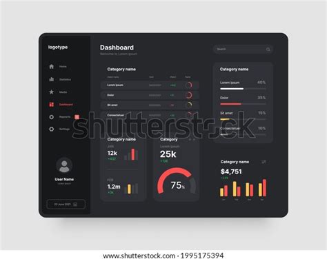 Dashboard Design In Dark Colors App Interface With Ui And Ux Elements Use Design For Web