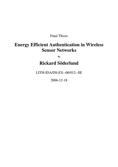 pdf energy efficient authentication in wireless sensor networks