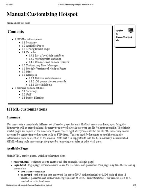 Manual Customizing Hotspot Mikrotik Wiki Pdf Proxy Server Radius