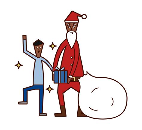 아이들에게 선물을 주는 산타 클로스의 그림 무료 일러스트 소재집 Kukukeke