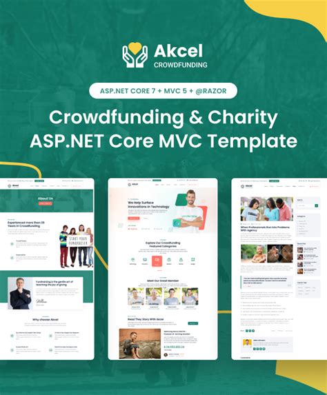 akcel crowdfunding and charity asp core and mvc bootstrap template thememag