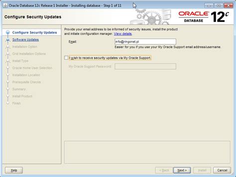 Instalacja Oracle Database 12c Release 1 Enterprise Edition Ringonet