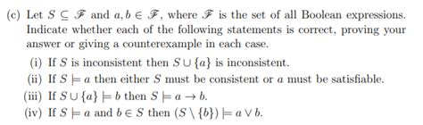 Solved C Let S C F And A B E F Where F Is The Set Of Chegg Com