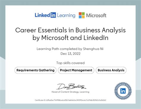 Certificateofcompletion Career Essentials In Business Analysis By